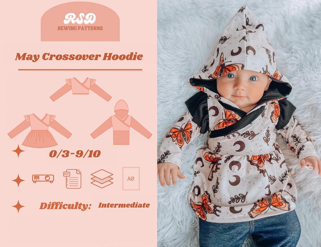 RSD May Crossover Hoodie PDF Sewing Pattern - Children Baby Toddler ...