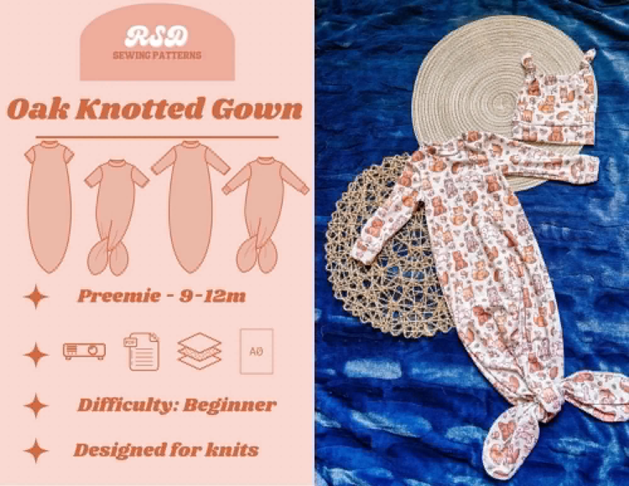 RSD Oak Baby Gown PDF Sewing Pattern - Children Baby Toddler Sewing ...
