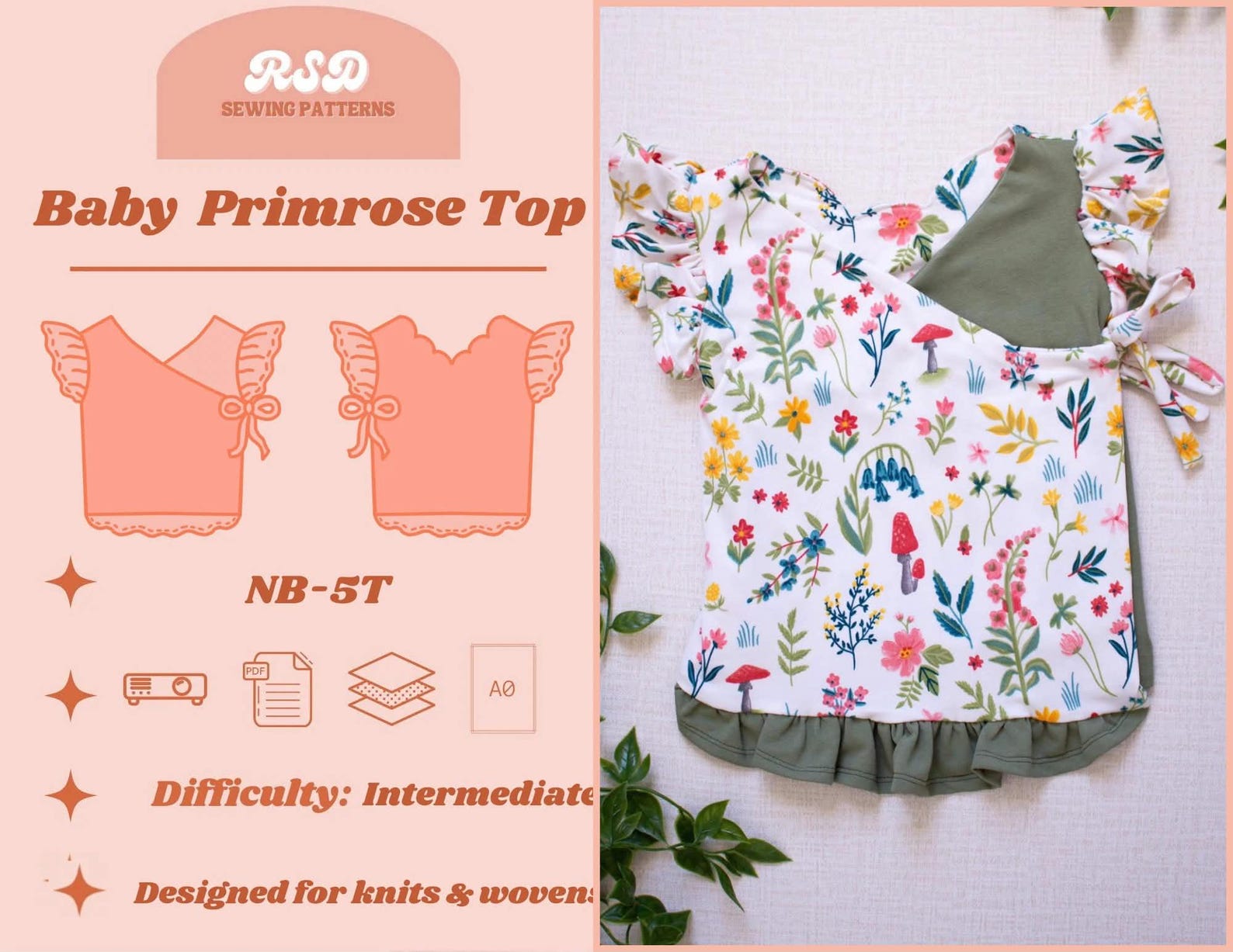 RSD Baby Primrose Top PDF Sewing Pattern - Children Baby Toddler Sewing ...