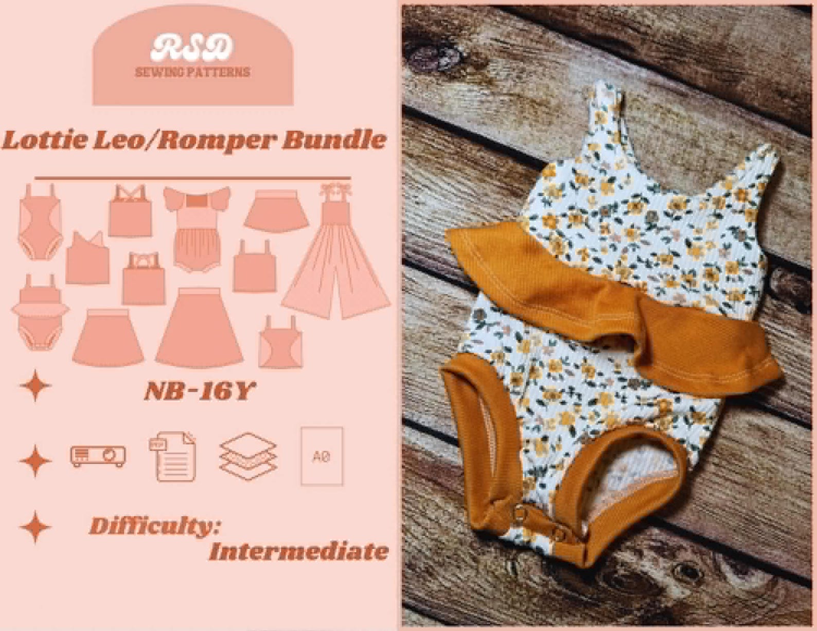 RSD Baby and Youth Lottie Leo/romper Bundle PDF Sewing Pattern ...