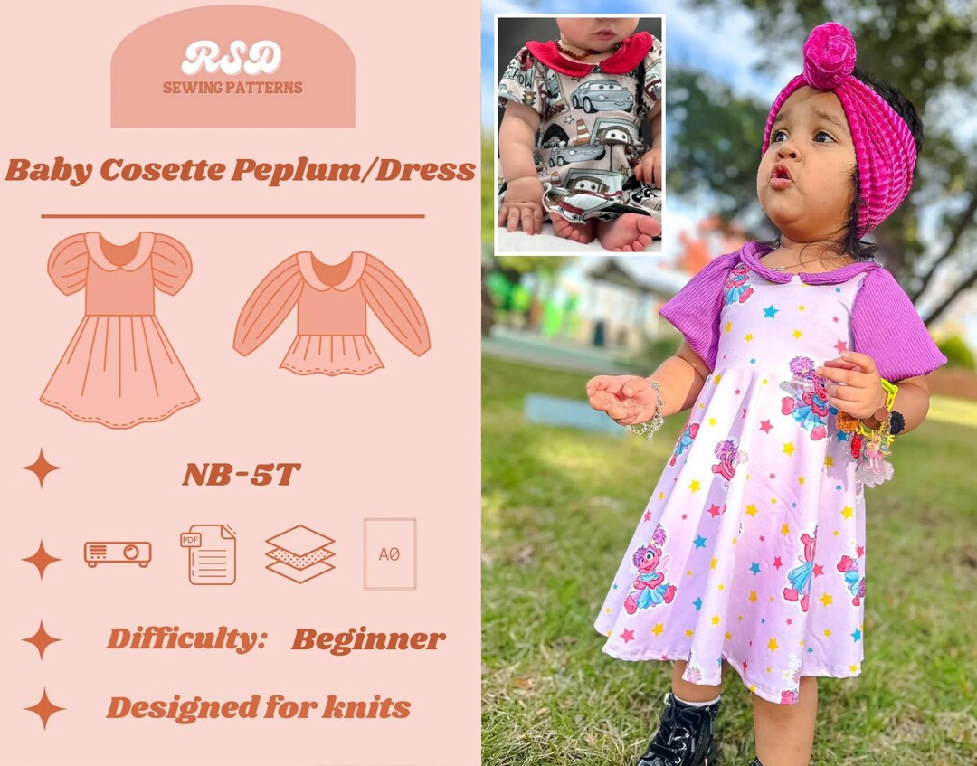 RSD Baby Cosette Dress/peplum PDF Sewing Pattern - Children Baby ...