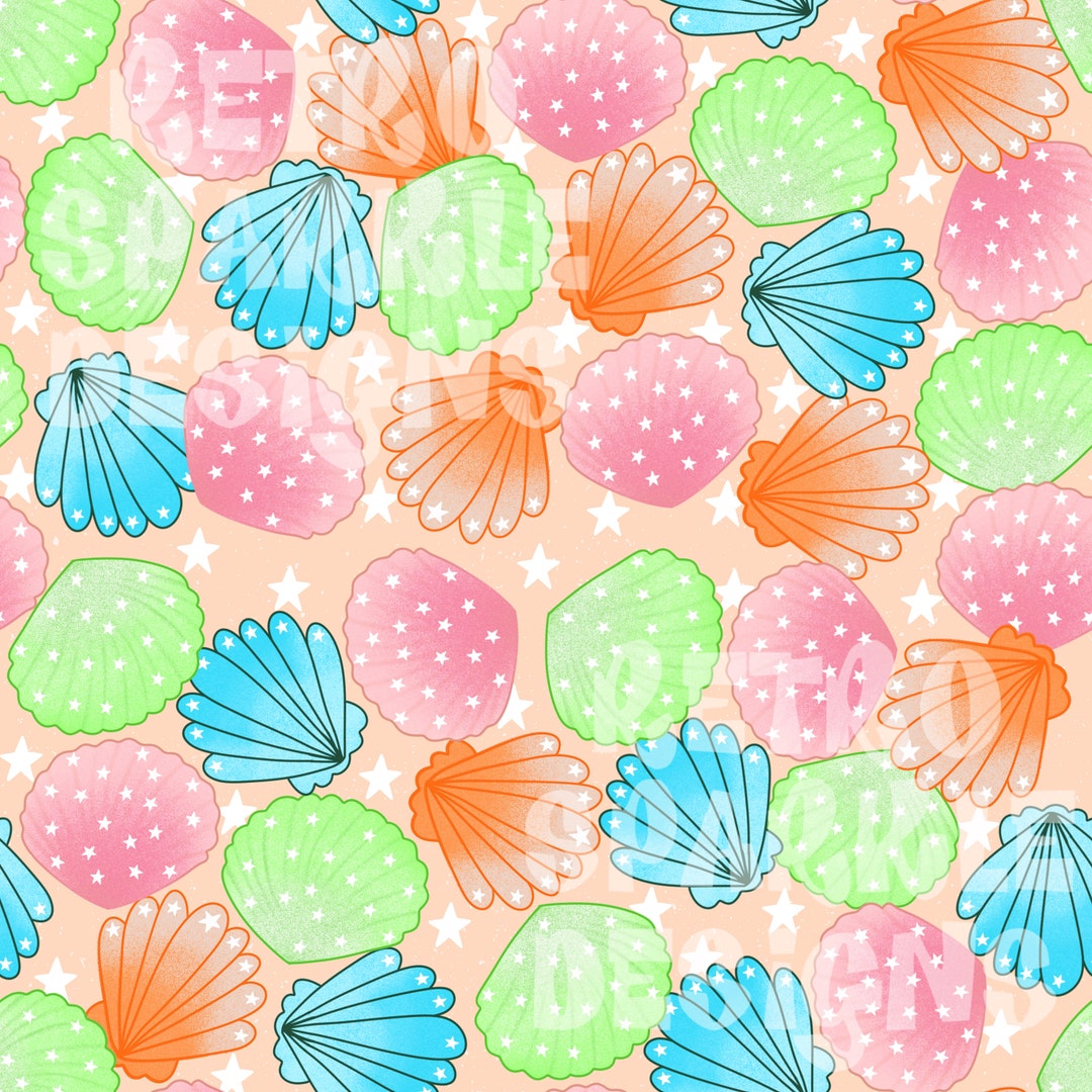 Summer Beach Sea Shells Seamless Digital Download - Background File ...
