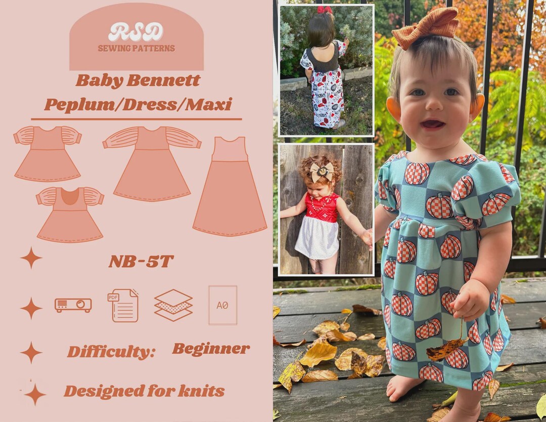 RSD Baby Bennett Peplum/dress/maxi PDF Sewing Pattern - Children Baby ...