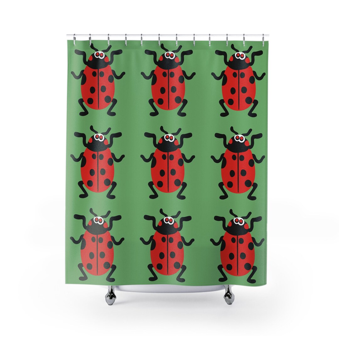 Ladybug Artwork Print Shower Curtain Animals Minimalist Insect Red ...