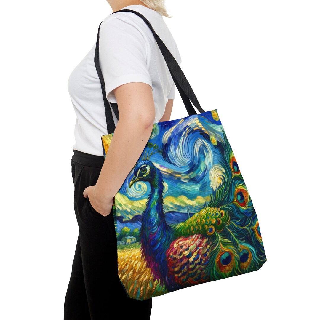 Beautiful Vincent Van Gogh Starry Night Style Peacock Bag Art Animal ...