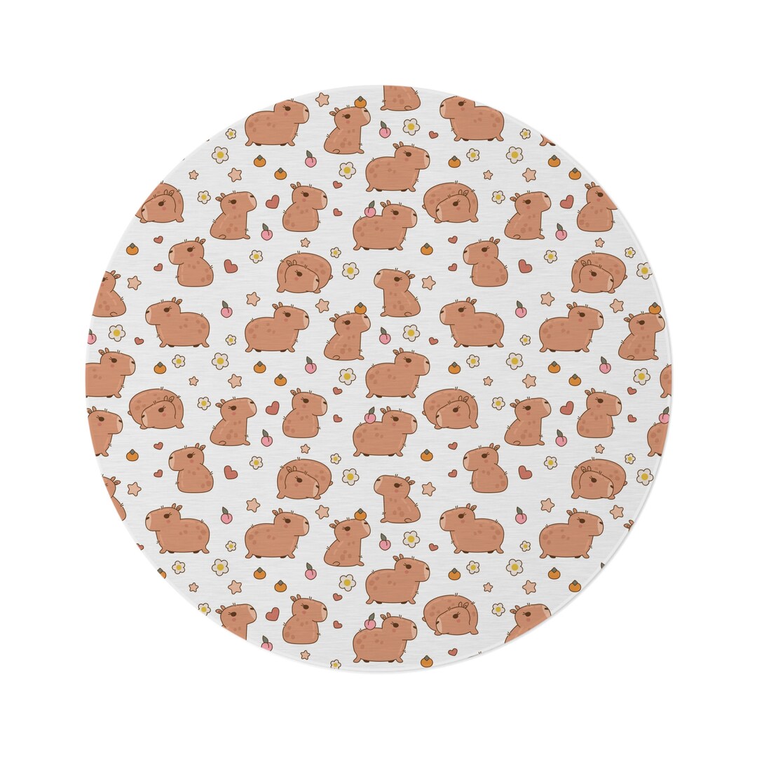 Cute and Funny Capybara Kawaii Round Rug Animal Pet Lover Character ...