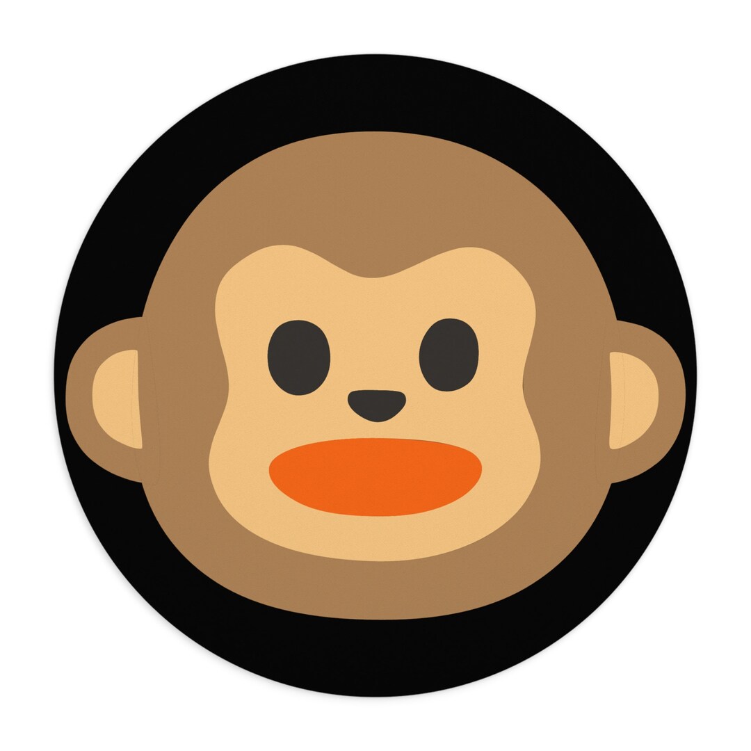 Round Monkey Face Emoji Mouse Pad Cute Funny Gift for Him or Her Animal ...