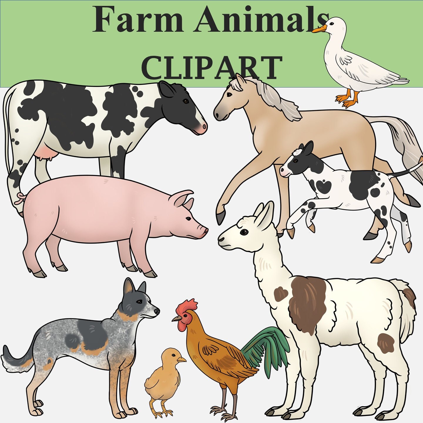 Farm Animals Clipart - Etsy