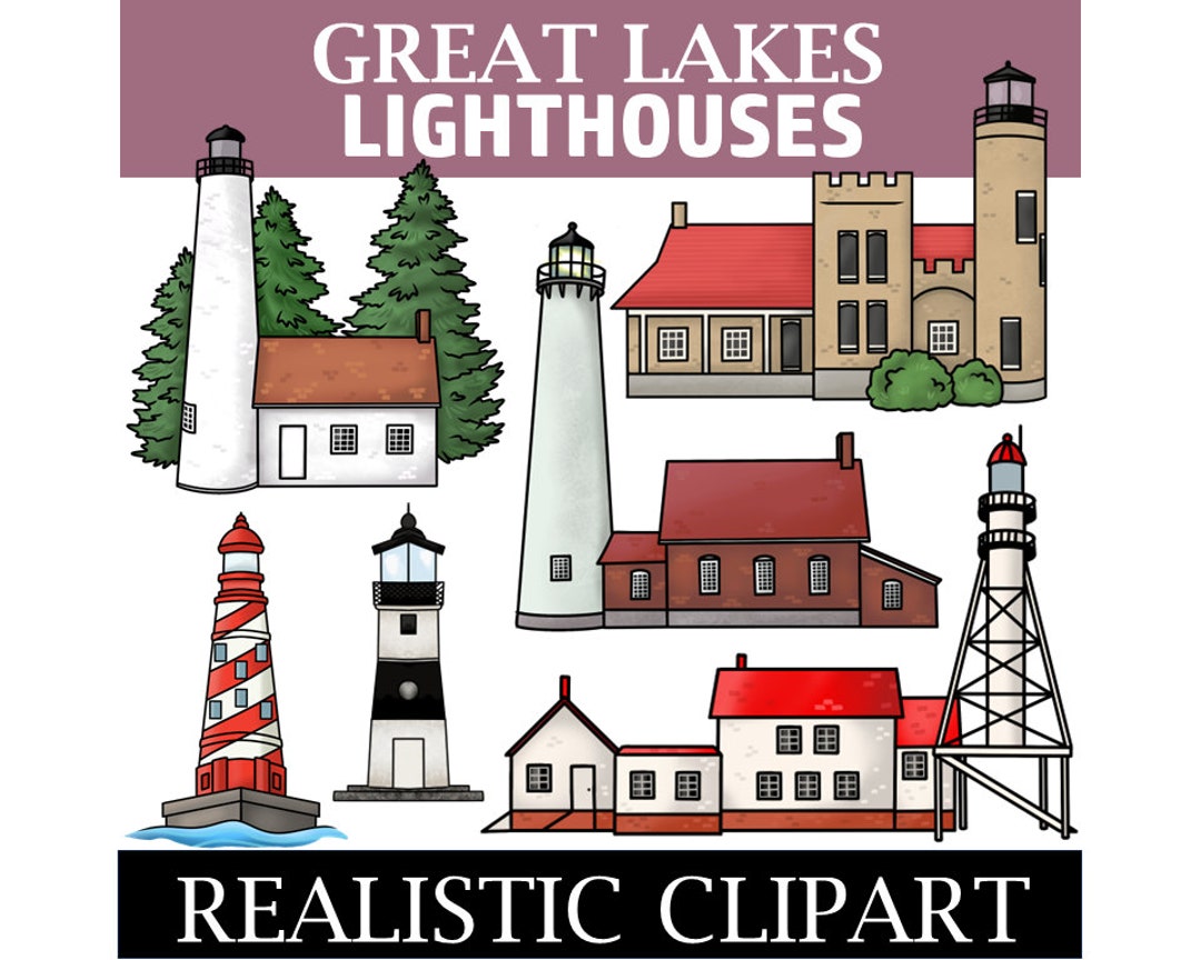 Great Lakes Lighthouses Clip Art (lighthouse Clipart) - Etsy