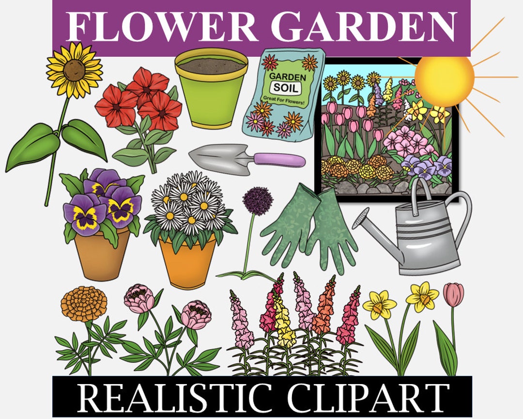 Flower Garden Clip Art - Etsy