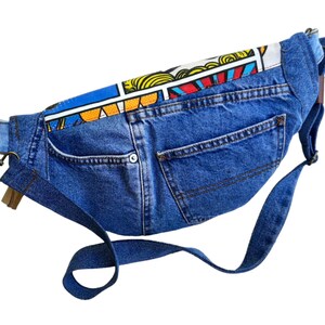 Upcycled Denim Fanny Pack With Pop Art Canvas, Recycled Jeans Bum Bag ...