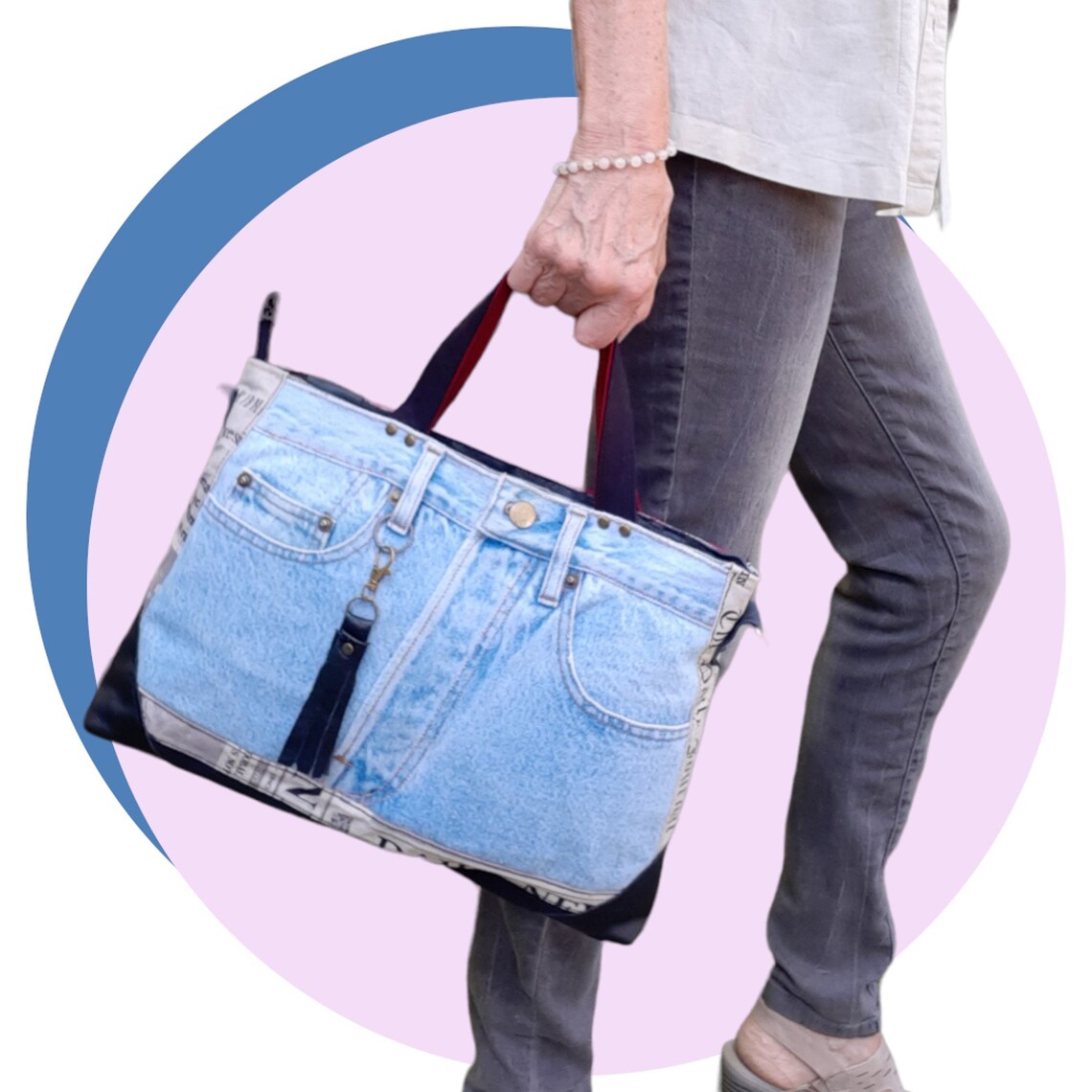 Denim Crossbody Bag With Removable Strap Upcycled Blue and - Etsy