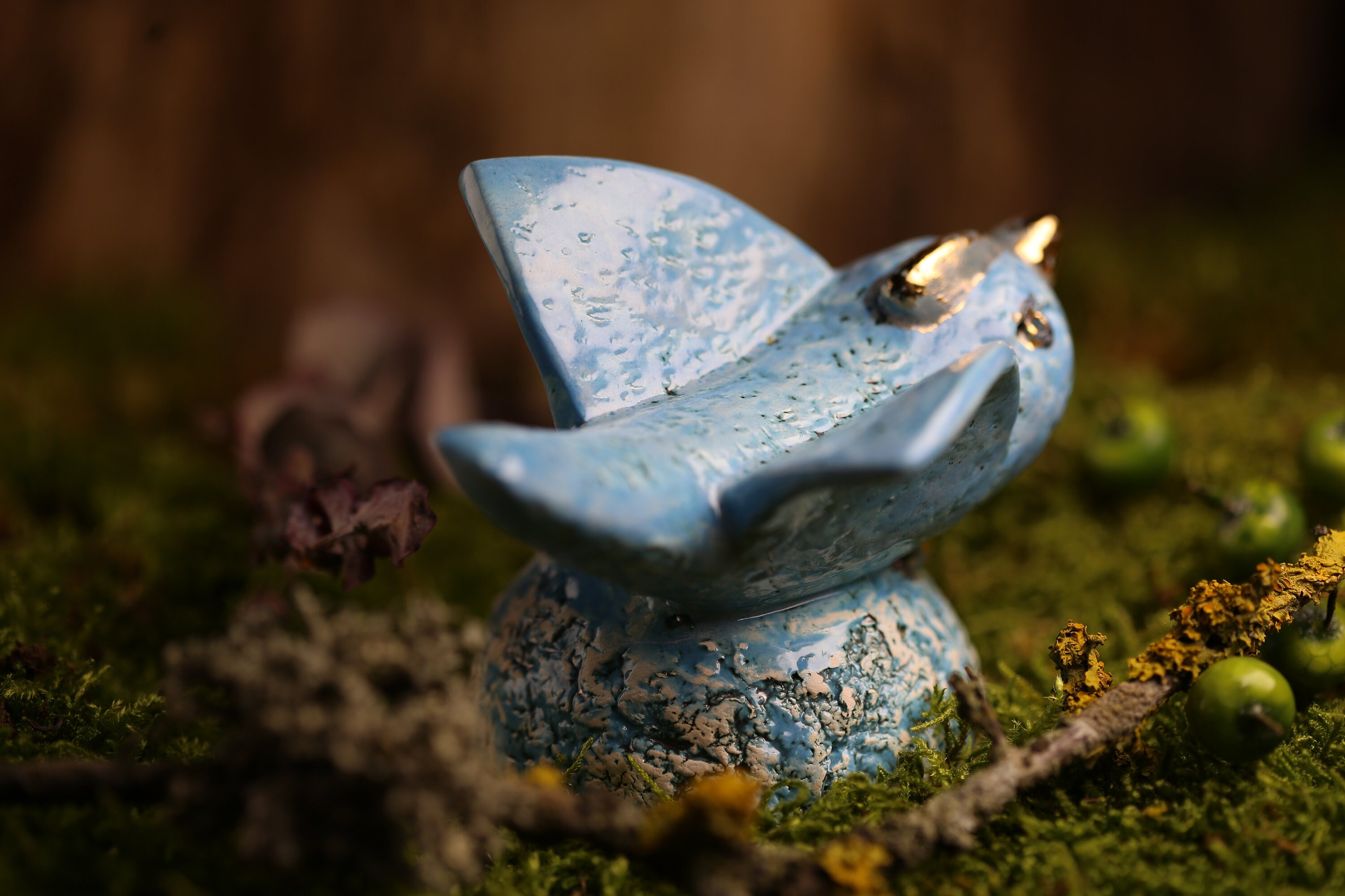Blue Bird Light Sky Gold Ceramic, Handmade Interior Decoration - Etsy