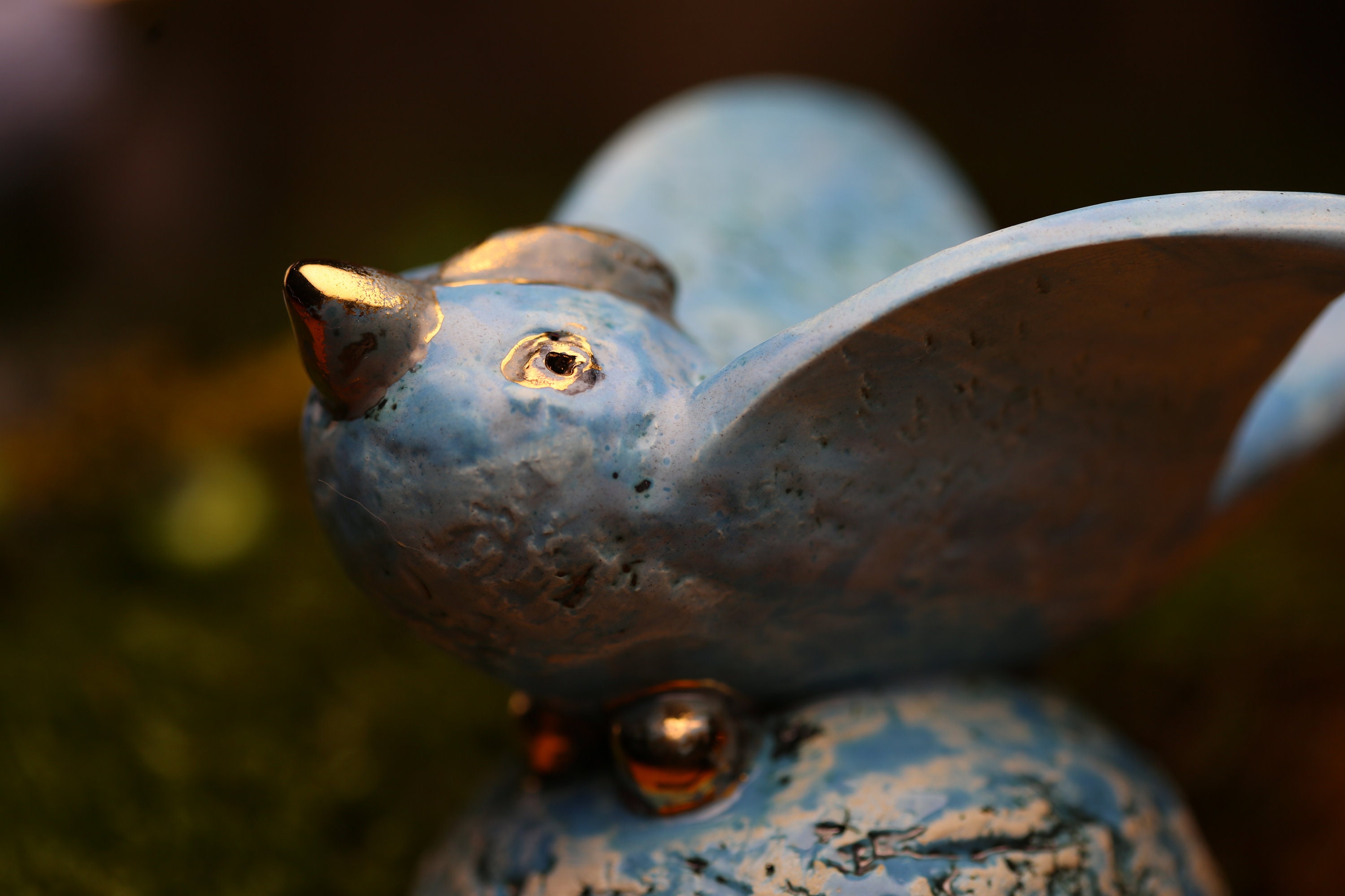 Blue Bird Light Sky Gold Ceramic, Handmade Interior Decoration - Etsy