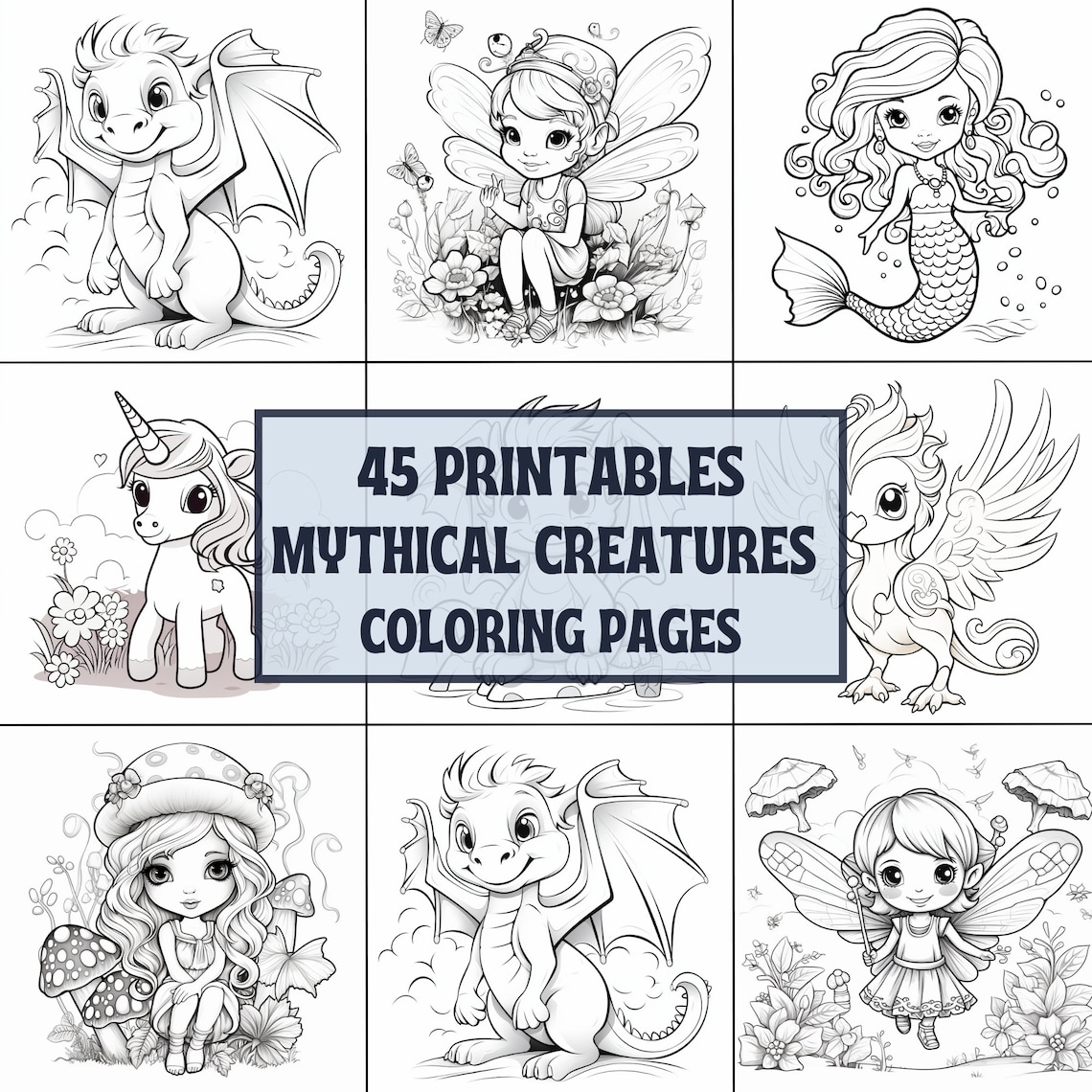 45 Cute Mythical Creatures Coloring Pages, Kids Coloring Printable ...