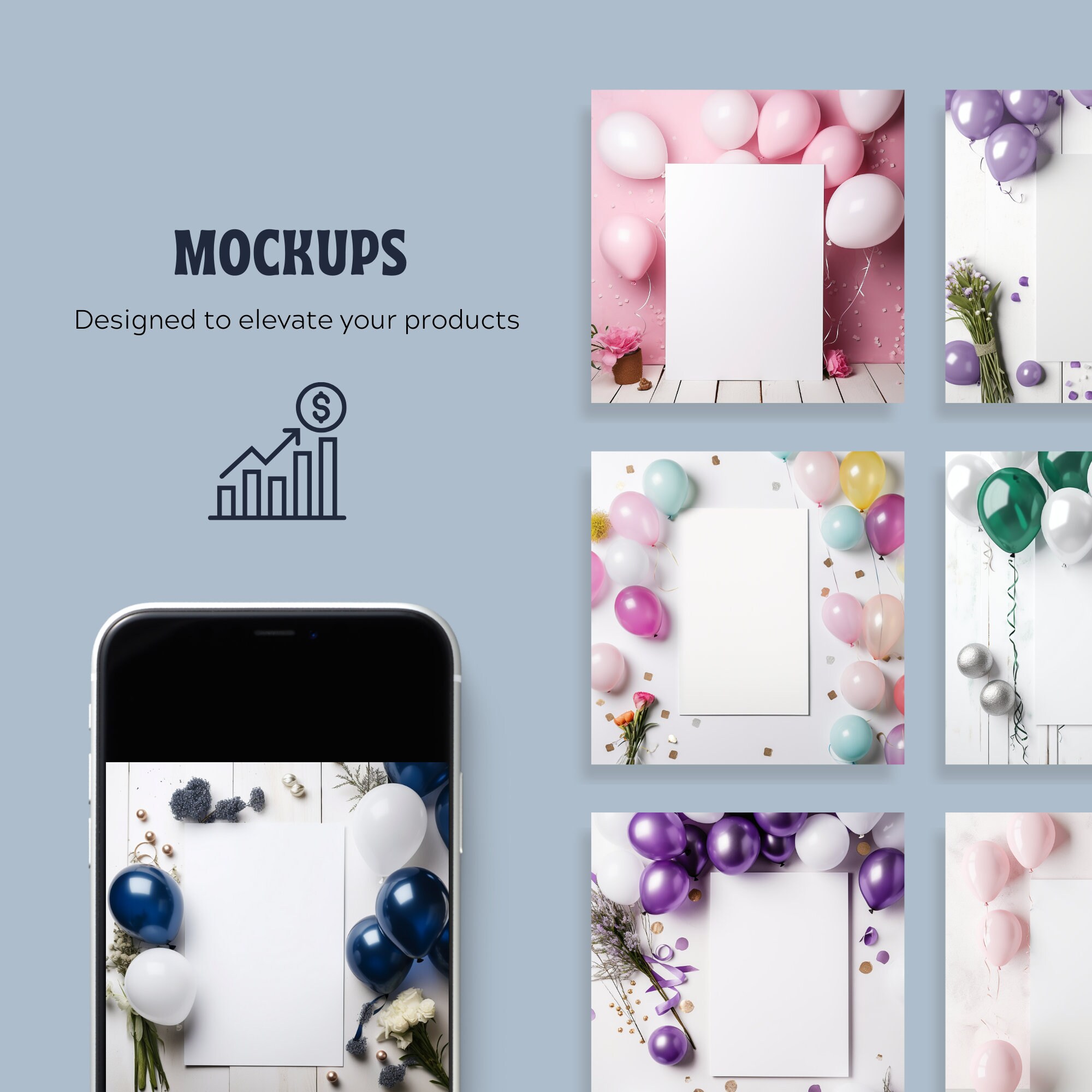 45 Birthday Card Mockup Bundle 5x7, Pastel Birthday 5x7 Mock Up, Party ...