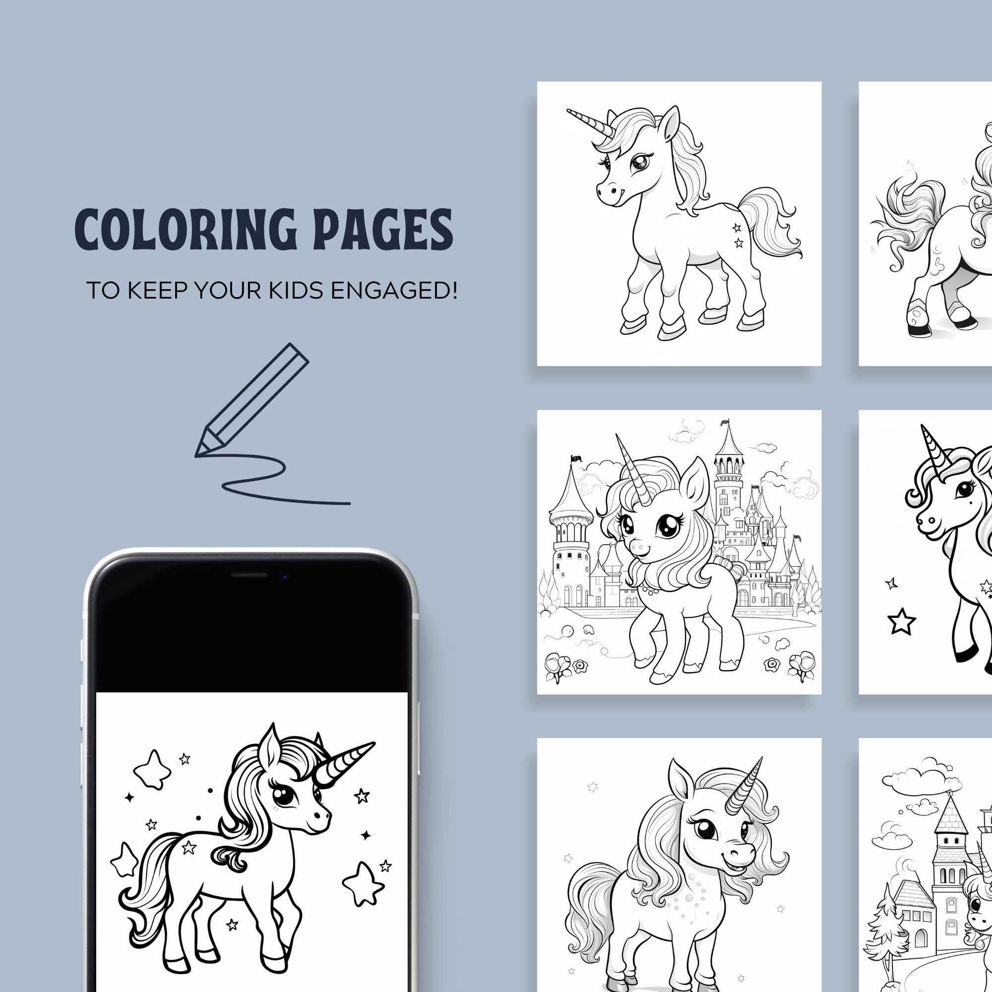 15 Kids Coloring Pages Unicorn Printable Coloring Book - Etsy
