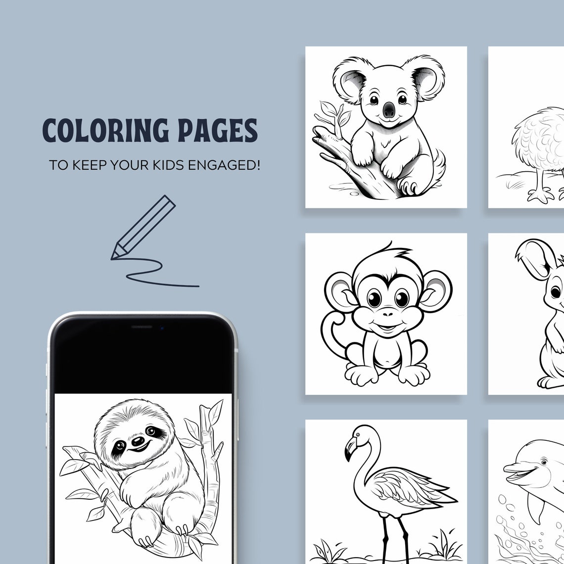 50 Cute Zoo Animal Coloring Pages Kids Coloring Printable - Etsy Canada