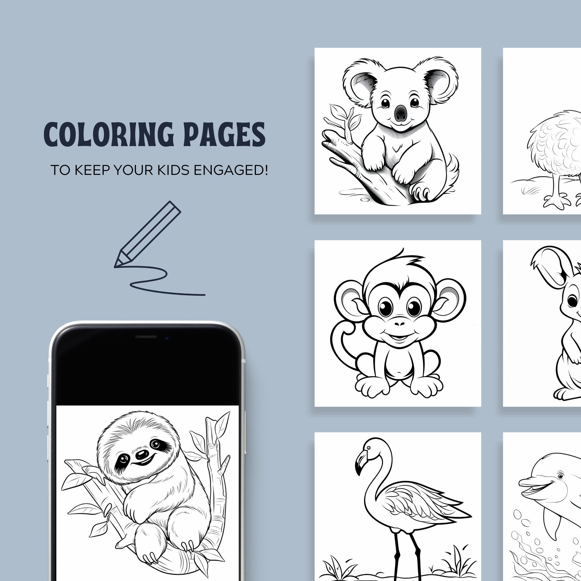 50 Cute Zoo Animal Coloring Pages Kids Coloring Printable - Etsy Canada