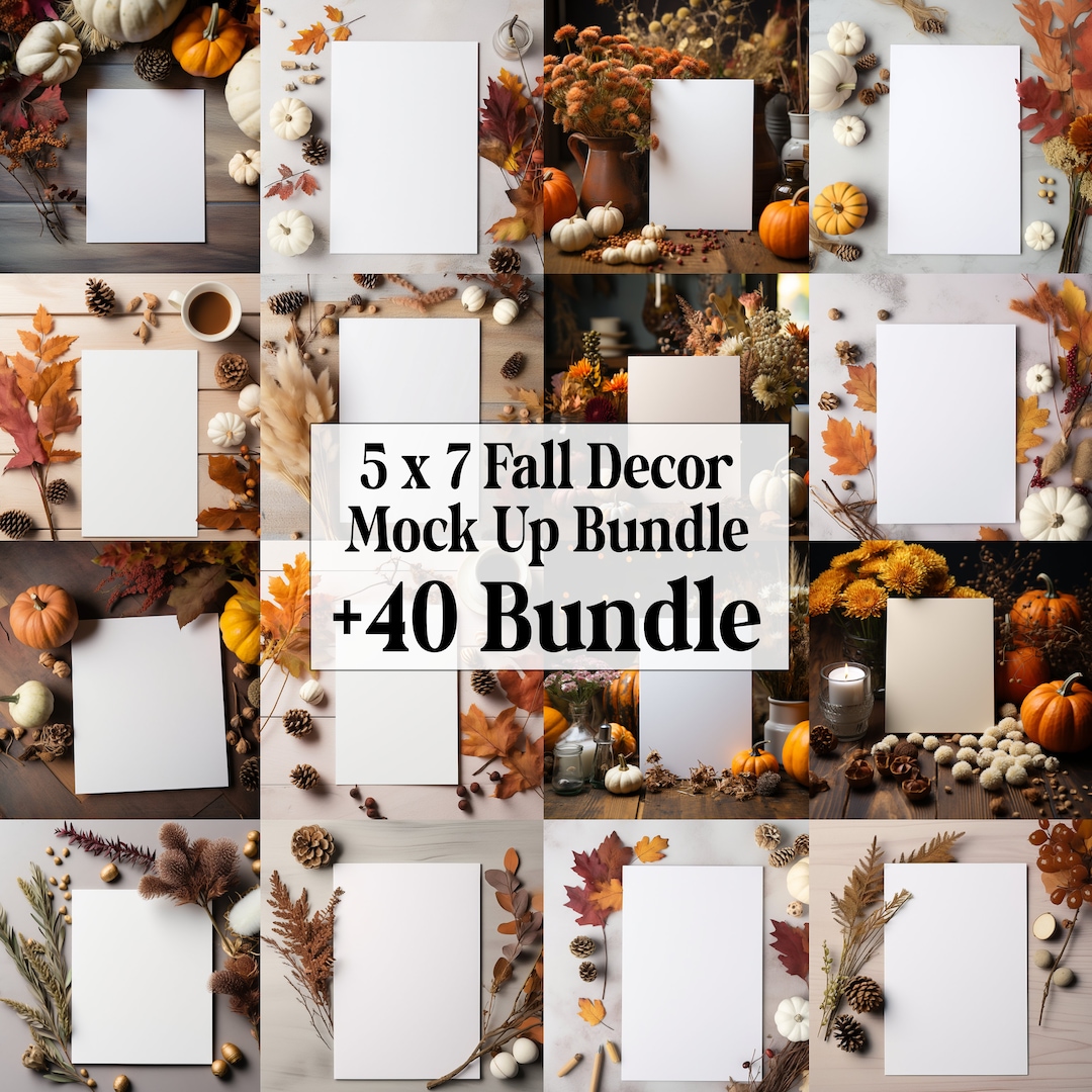 40 Fall Card Mock up Bundle 5x7, Autumn 5x7 Mock Up, 5x7 Fall Wedding ...