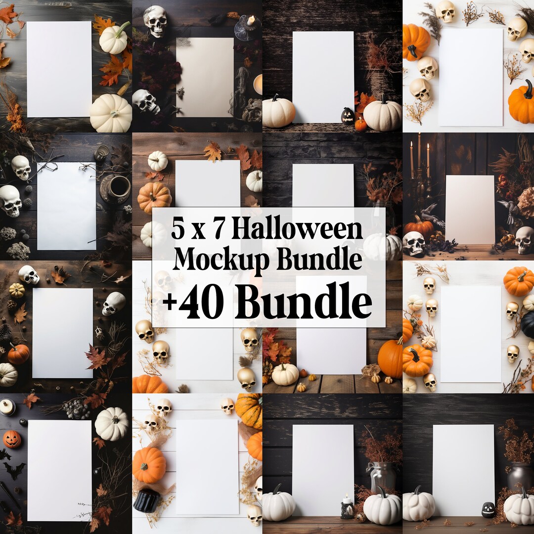 40 Halloween Card Mock up Bundle 5x7, October 5x7 Mock Up, 5x7 Fall ...