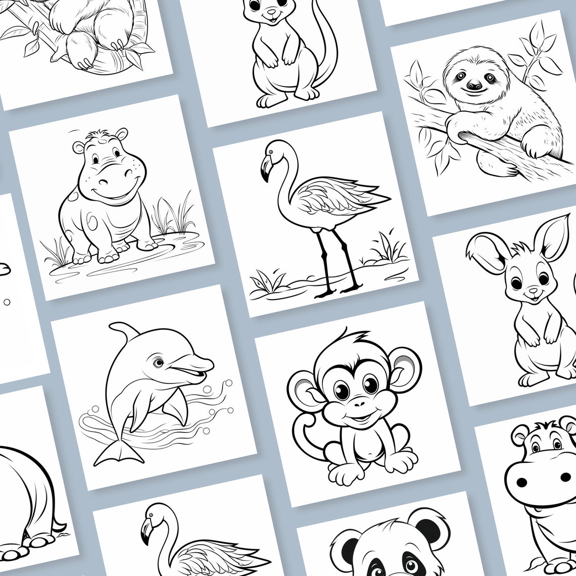 50 Cute Zoo Animal Coloring Pages Kids Coloring Printable - Etsy Canada