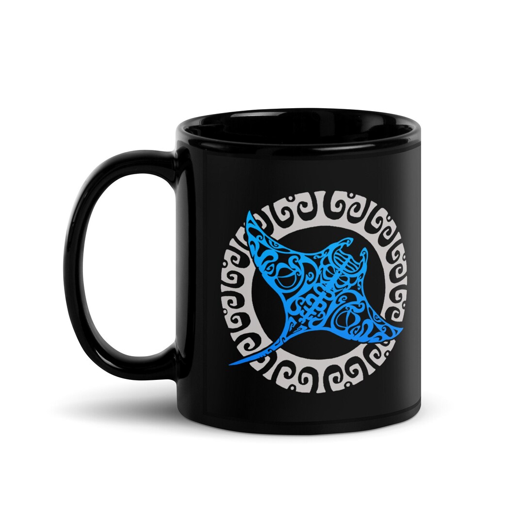 Manta Ray Polynesian Tribal Tattoo Black Coffee Mug - Etsy