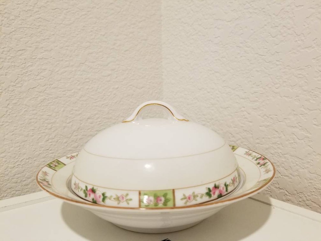 Vintage Round Butter Dish1980s Noritake Hand Painted Nippon M Covered ...