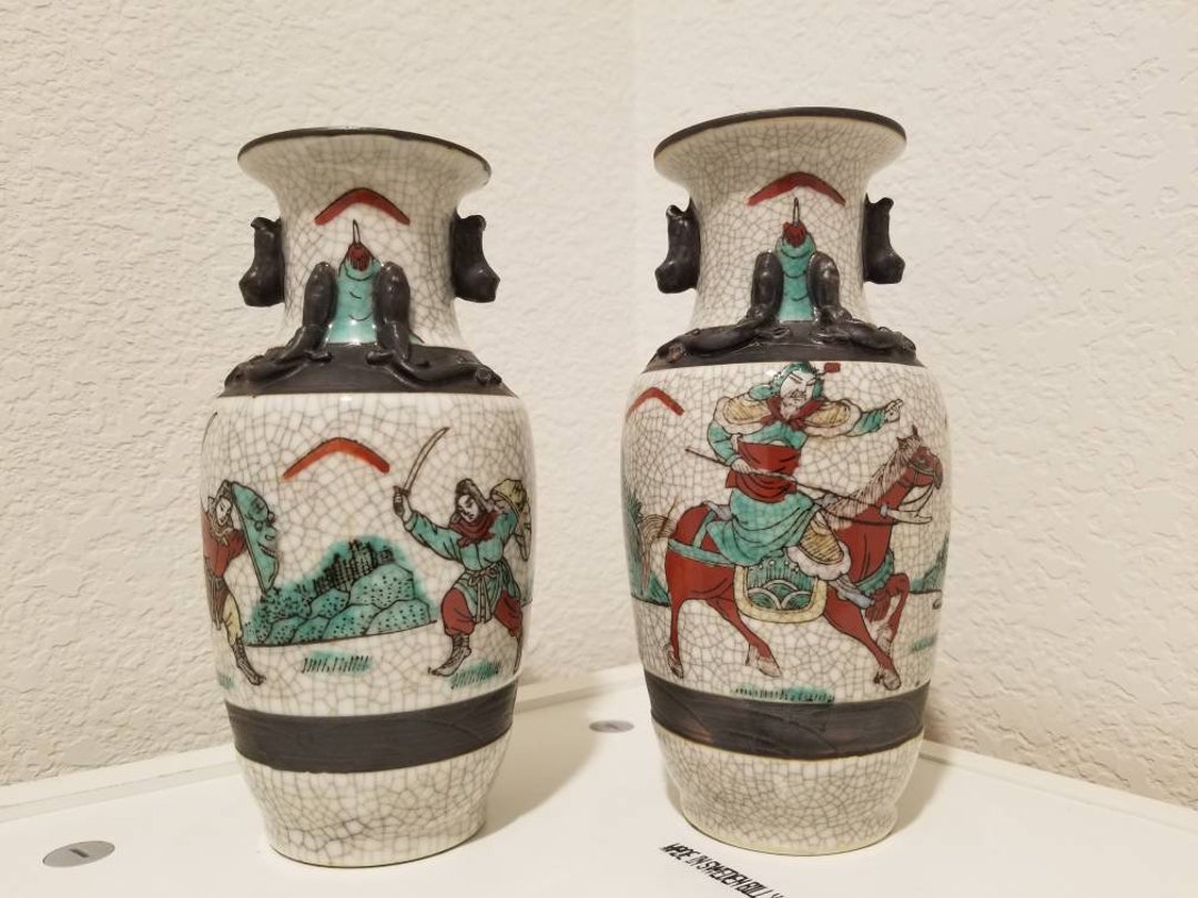 Pairs of Antique Porcelain Nanking Vase, Hand Painted 6.5 Tall Vase ...
