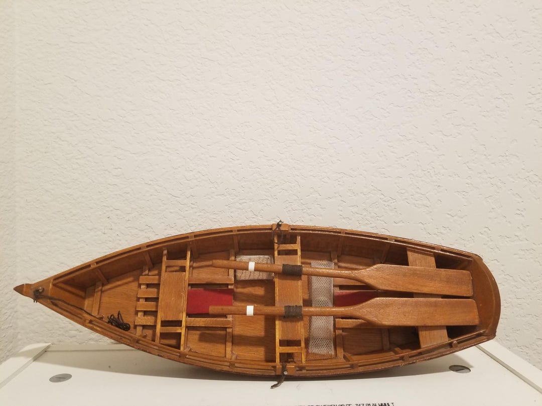 Traditional Wooden Row Boat Model, Wood Boat Model 14 Inch, Handmade ...