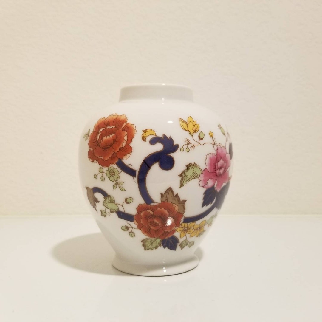 Ardco Dallas Porcelain Asian Floral Jar, Small Round Flower Vase, 5.6 ...