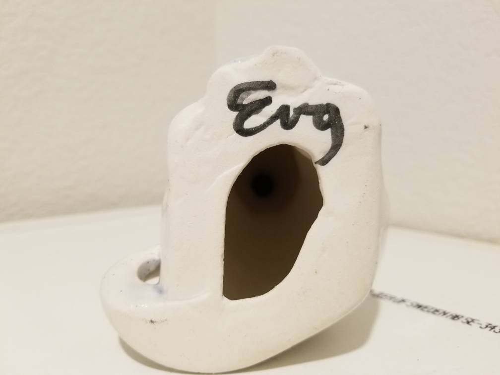 Indigo Cat Figurine, Long Neck Porcelain Cat 10 Inches Tall, Blue White ...