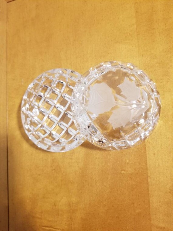 Crystal Trinket box, Round Trinket Box, Clear Pressed… - Gem