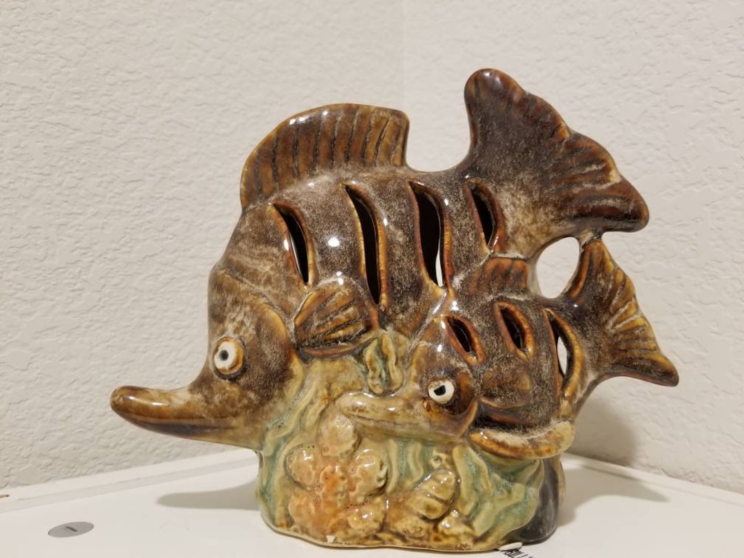 Vintage Ceramic Fish Tealight Candle Holder 8 Wide, Fish Decor ...