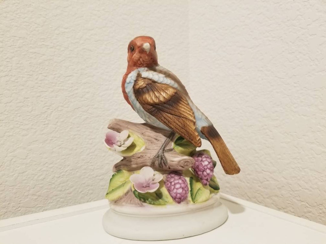 Vintage Porcelain Bird Figurine, Garden Bird Figurine, Red Robin ...