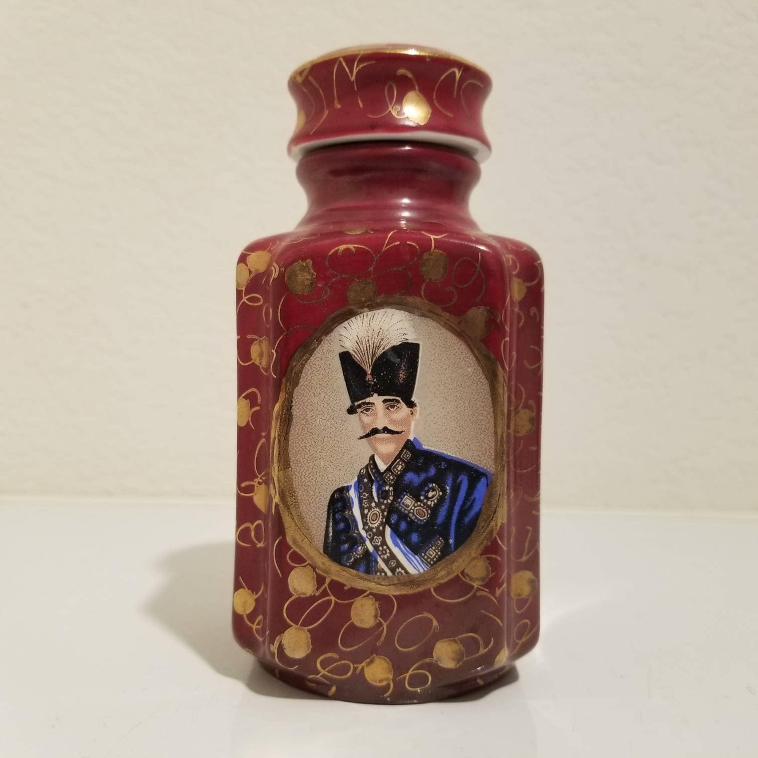 Antique Hand Painted Canister Portrait of King Naser, Gold Plated ...