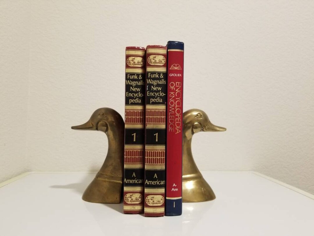 Vintage Solid Brass Duck Bookends Block, Set of 2 Brass Duck Book Ends ...