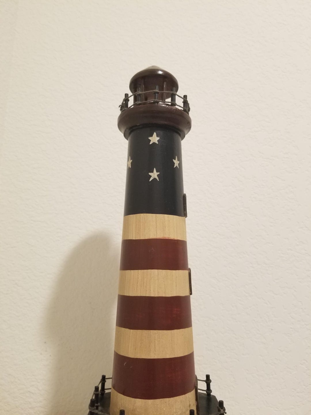 Vintage Handpainted Wood Lighthouse Cove, Ornate Tabletop Nautica Home ...