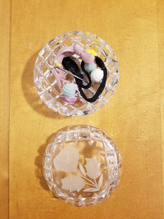 Crystal Trinket box, Round Trinket Box, Clear Pressed… - Gem