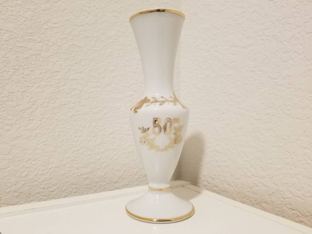 Lefton 50th Anniversary Bud Vase Exclusives Japan, Small White Vase ...