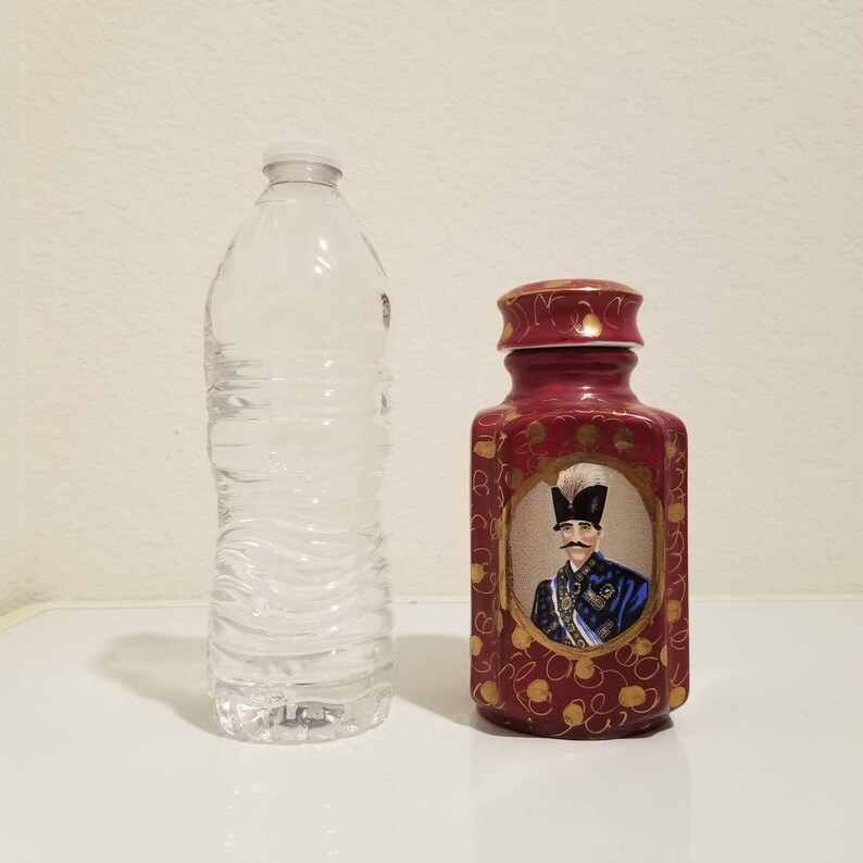 Antique Hand Painted Canister Portrait of King Naser Gold - Etsy