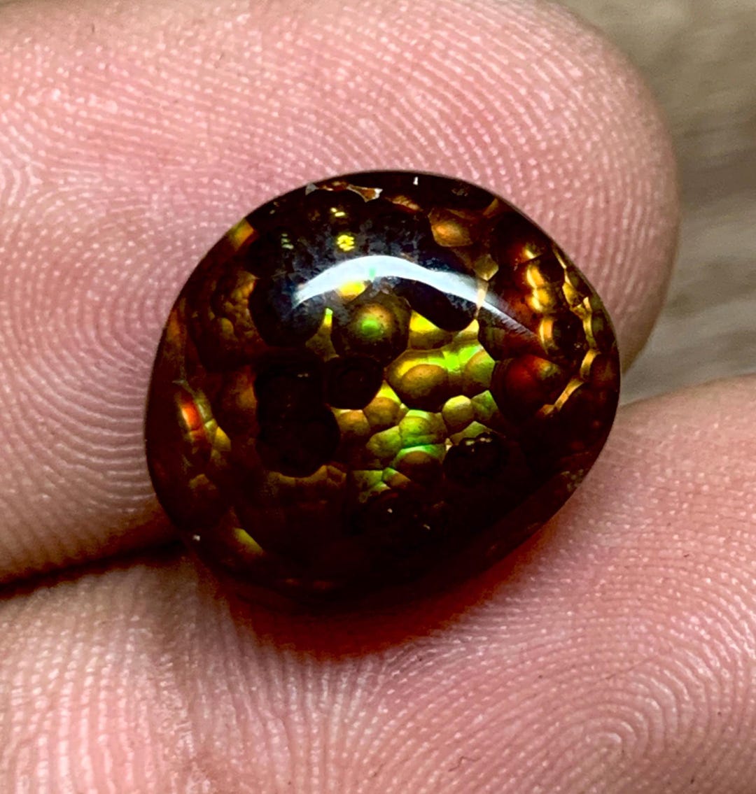 6.95ct Natural Mexican Fire Agate, Full Color Spectrum Fire Agate ...