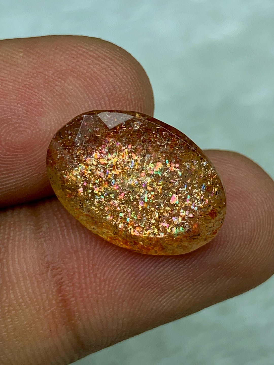 10.9ct Confetti Sunstone, Colorful Flakes Confetti Sunstone, Rainbow ...