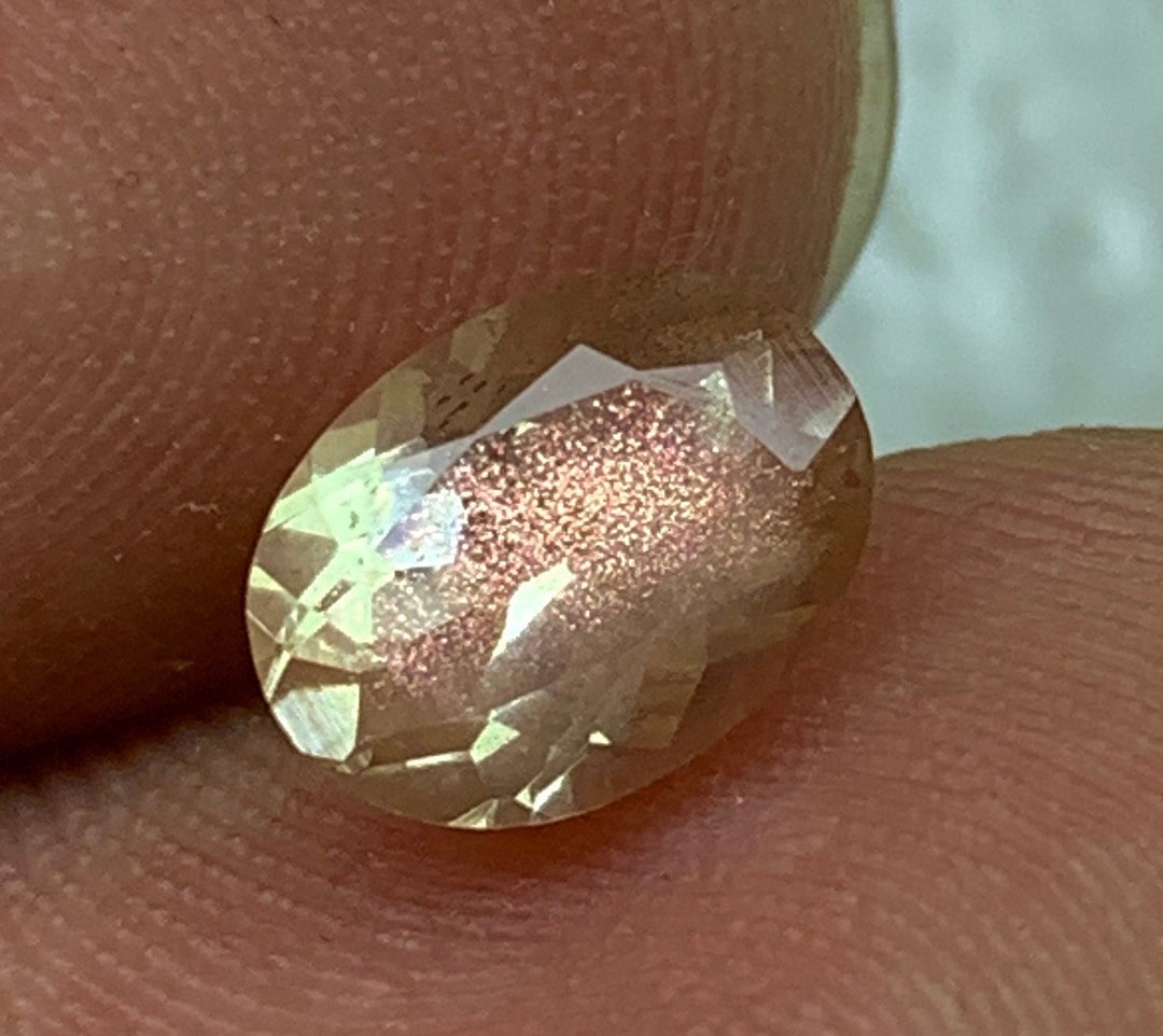 1.3ct Natural Oregon Sunstone, Faceted Oregon Sunstone Schiller Effect ...