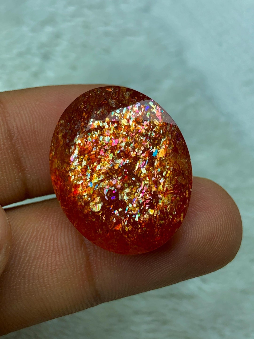33.2ct Super Vivid Top Confetti Sunstone, Top Quality Confetti Sunstone ...