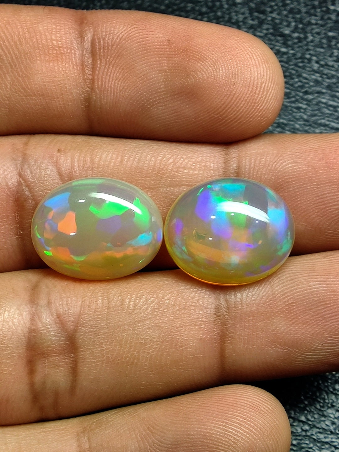 16.4tcw Puzzle Honeycomb Pattern Ethiopian Welo Opal Pair Loose ...