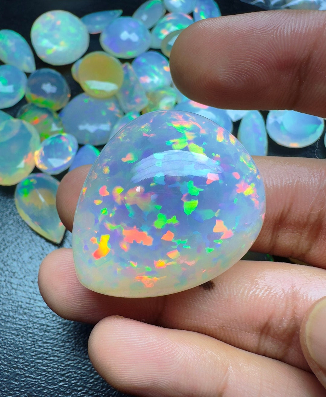118.35ct Huge Ethiopian Welo Opal Rainbow Pear Cabochon Bright 5/5 ...