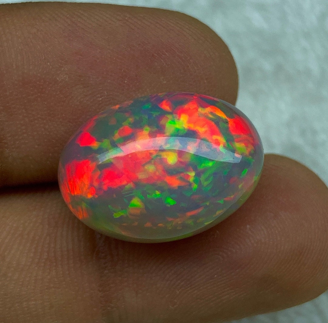 13.8ct Natural Grey Rare Opal, Natural Black Welo Opal, Black Ethiopian ...