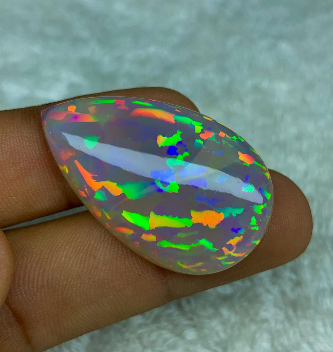 36.05ct Naturally Dark Ethiopian Welo Opal Crystal, Transparent Rainbow ...
