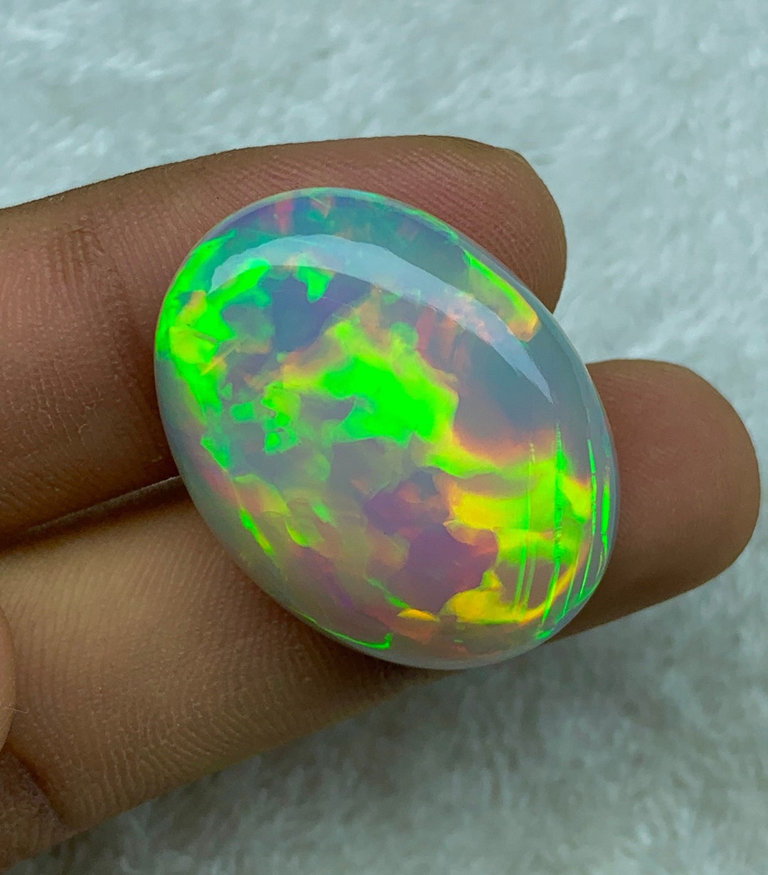 35ct Natural Grey Ethiopian Opal, Dark Base Opal, Grey Welo Opal Oval ...